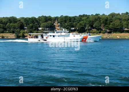 The United States Coast Guard Cutter Active (WMEC-618) travels across ...