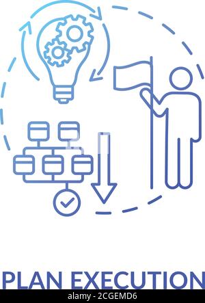 Business management execution blue gradient concept icon Stock Vector ...