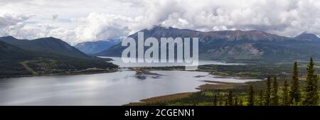 Aerial view of the town of Carcross; Carcross, Yukon Territory, Canada ...