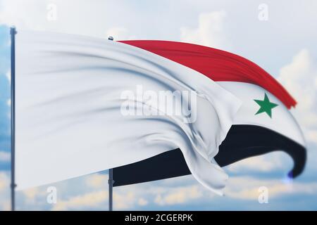 Syria Flag on Flagpole Stock Photo - Alamy
