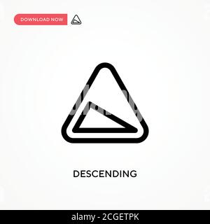 Descending icon vector, filled flat sign, solid pictogram isolated on ...