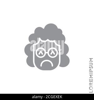 Depressed, sad, stressed emoji girl, woman icon vector, emotion, sad ...