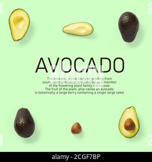 Modern creative avocado collage with simple text on solid color ...