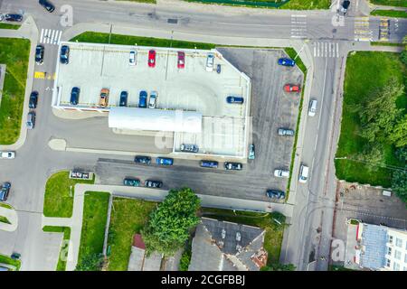 Car parking lot viewed from above, Aerial view. Top view Stock Photo ...
