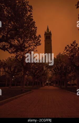 The campanile clock tower, a land mark at UC Berkeley, when smoke from ...