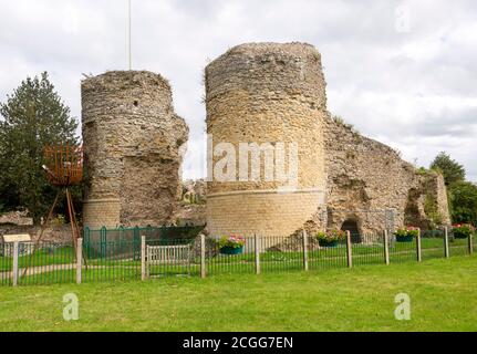 Historic ruins walls and towers of Bigod's Castle, Bungay, Suffolk ...