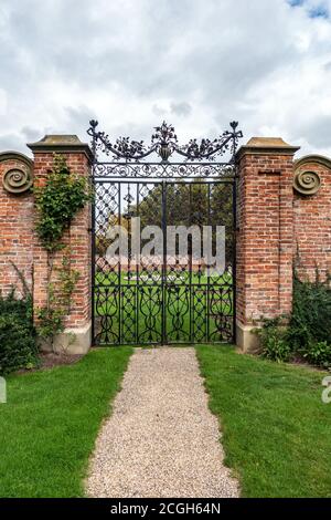 English country house antique metal ornate gates dated about 1771 Stock ...