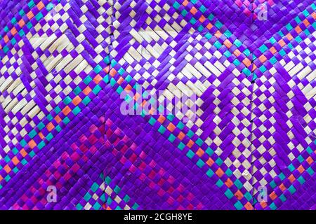 Traditional tepo mat with intricate and colorful design woven by the ...