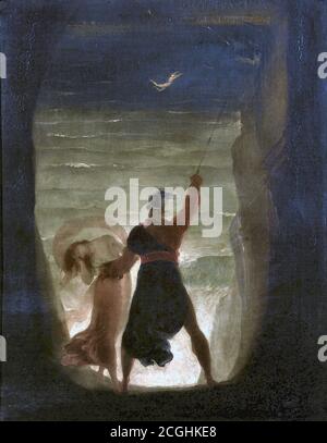 A Scene from the Tempest, Prospero and Ariel by Joseph Severn Stock ...