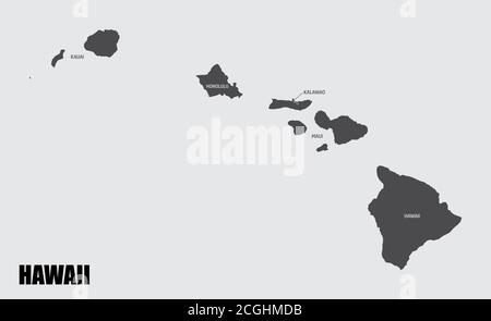 Map of Hawaii with counties. Just a simple state border map with county ...