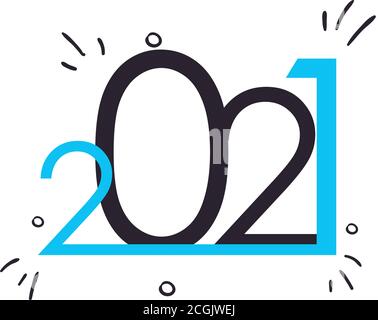 Welcome 2021 with lines flat style icon design, Happy new year welcome ...