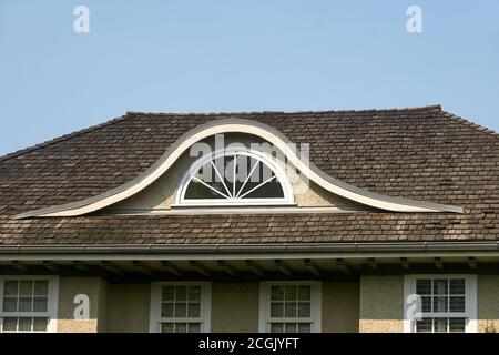 Cedar shake roof and dormer windows Stock Photo - Alamy
