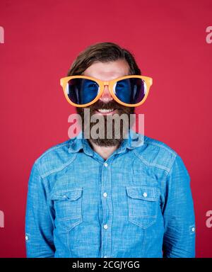 A reckless night. male summer party fashion. freaky man with beard and ...