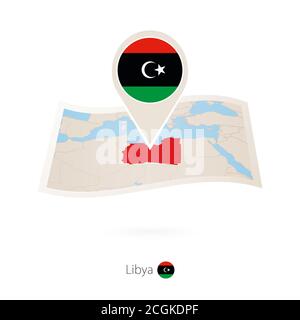 Libya map, folded paper with Libya map. Vector illustration Stock ...