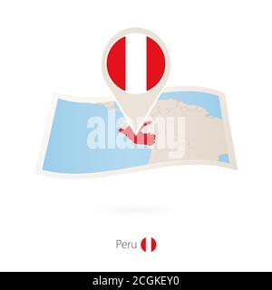 Peru map, folded paper with Peru map. Vector illustration Stock Vector ...