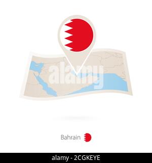 Bahrain map, folded paper with Bahrain map. Vector illustration Stock ...