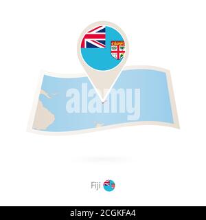 Fiji map, folded paper with Fiji map. Vector illustration Stock Vector ...