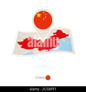 China map, folded paper with China map. Vector illustration Stock ...