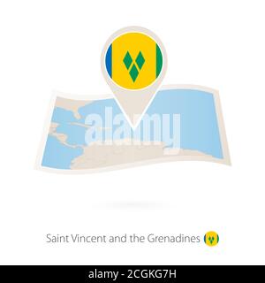 Saint Vincent and the Grenadines map, folded paper with Saint Vincent ...