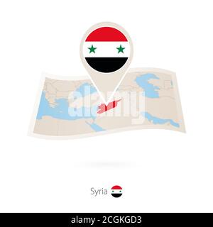 Syria map, folded paper with Syria map. Vector illustration Stock ...