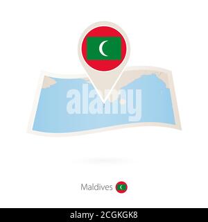 Maldives map, folded paper with Maldives map. Vector illustration Stock ...
