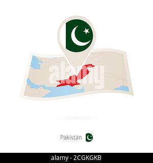 Pakistan map, folded paper with Pakistan map. Vector illustration Stock ...