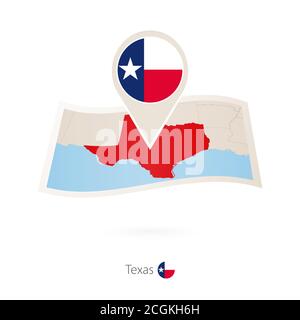 Texas map, folded paper with Texas map. Vector illustration Stock ...