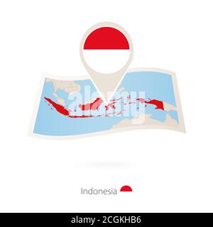 Indonesia map, folded paper with Indonesia map. Vector illustration ...