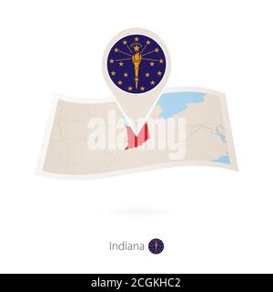 Indiana map, folded paper with Indiana map. Vector illustration Stock ...