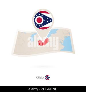 Ohio map, folded paper with Ohio map. Vector illustration Stock Vector ...