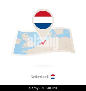 Netherlands map, folded paper with Netherlands map. Vector illustration ...
