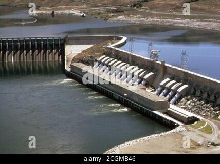 An aerial view of the Chief Joseph Dam on the Columbia River in ...