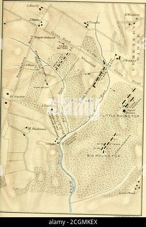 Monuments line the position at the battle of Gettysburg where Union ...