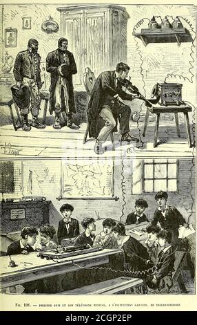 The make-and-break telephone by Johann Philipp Reis. Illustration of ...