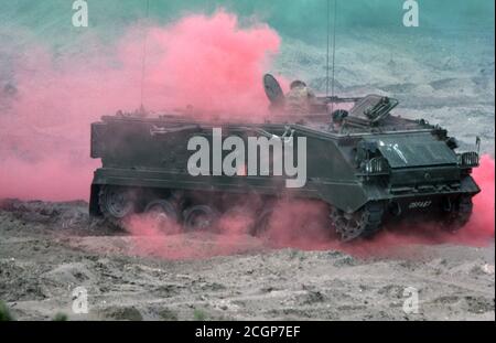 British army FV432 Bulldog armored personnel carrier on exercise on ...