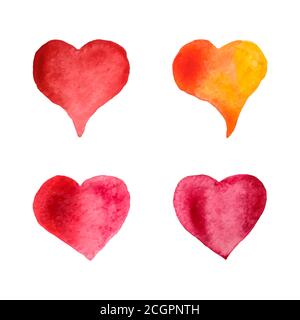 Hand-painted art design. Color hand drawn illustration set of 4 ...