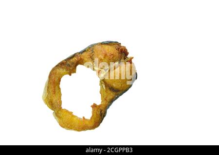 fried salty striped catfish slice on white dish Stock Photo - Alamy
