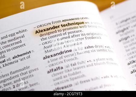 Alexander technique word in a dictionary. Alexander technique concept ...