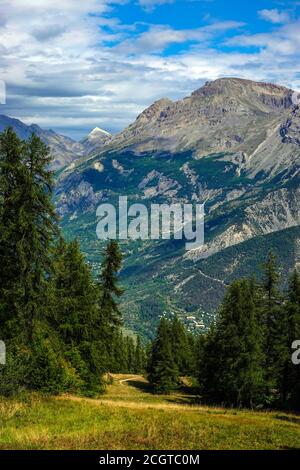 Vallouise Pelvoux valley seen from Puy-Saint-Vincent, ski resort, in ...