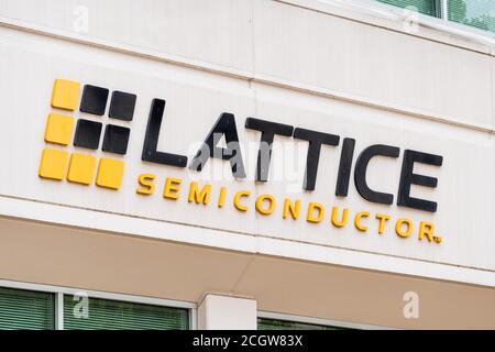 Lattice Semiconductor sign at company headquarters. Lattice ...