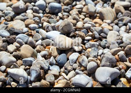 Pebble beach. Multicolored stones on the seashore Stock Photo - Alamy