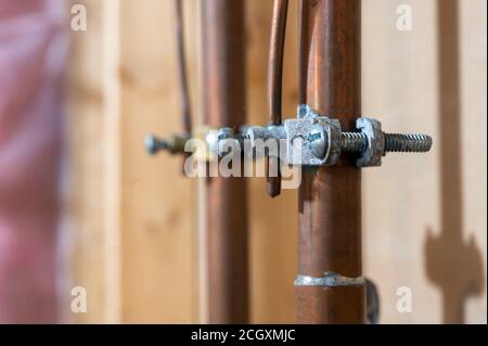 Typical electrical grounding done on metal piping to prevent a static ...