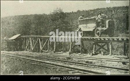 Rails and motor cars used to mine coal at Barthell coal Mining Camp ...