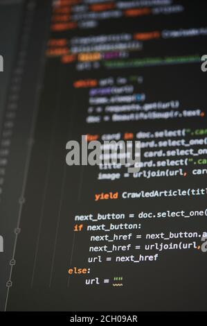 Programming language on black screen background, Javascript React code ...