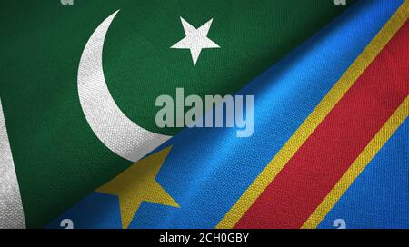 Pakistan and Congo Democratic Republic two flags textile cloth 3D ...