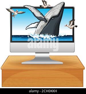 Computer with whale on screen illustration Stock Vector Image & Art - Alamy