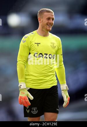 Everton goalkeeper Jordan Pickford warming up before the Carabao Cup ...