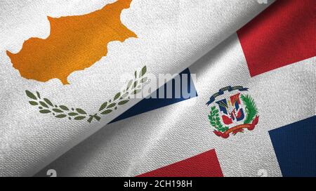 Dominican Republic and Cyprus two flags textile cloth, fabric texture ...