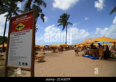 Recife, Brazil. 13th Sep, 2020. Dangerous Shark signpost, Boa Viagem ...