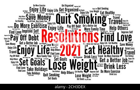 Resolutions 2021 word cloud concept Stock Photo - Alamy